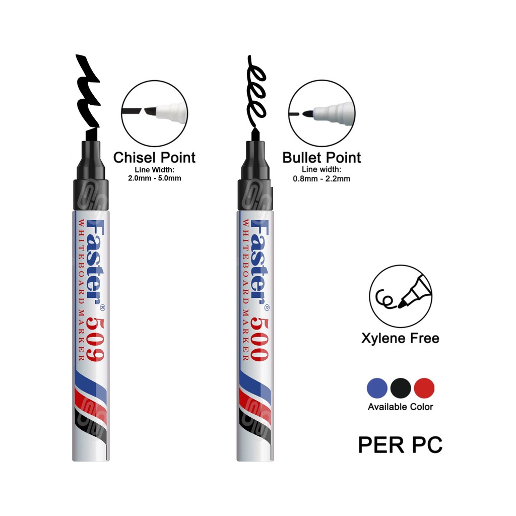Faster Whiteboard Marker Pen - Bullet Nib (M-F-500) / Chisel Point (M-F ...