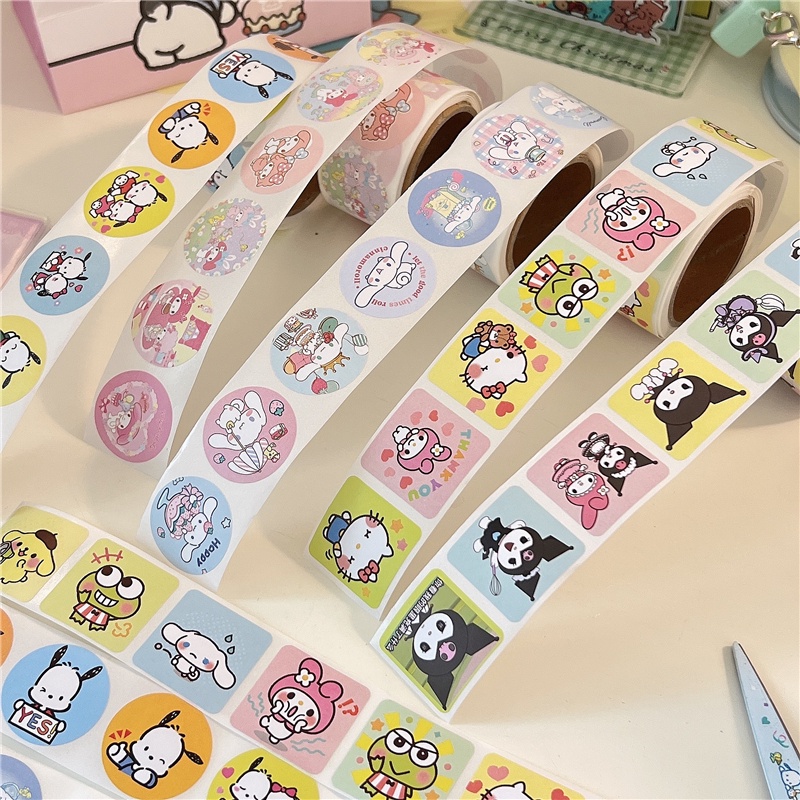 200Pcs/Roll Cartoon Sanrio Movie Stamp Stickers Toys Cute Kulomi Melody ...