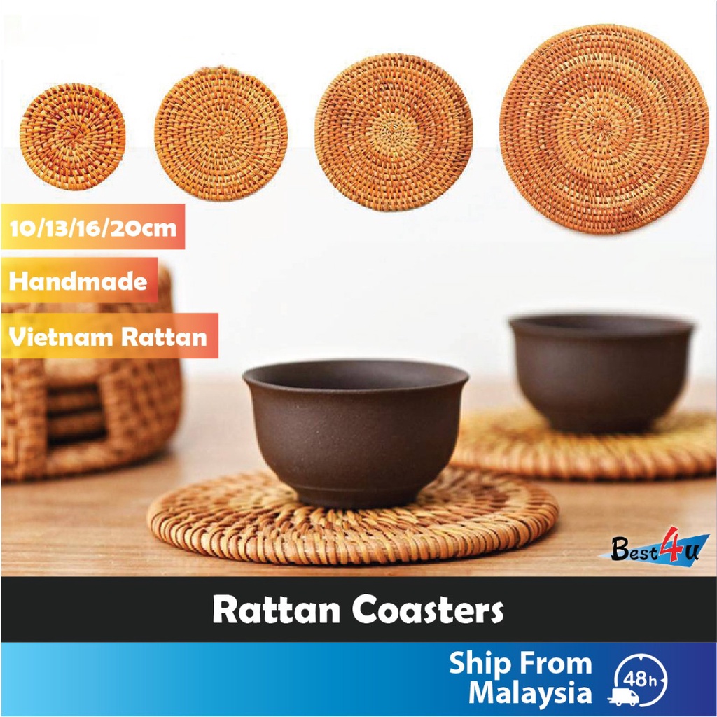BEST4U Handmade Rattan Kettle Cup Mat Kitchen Table Insulated Pad ...