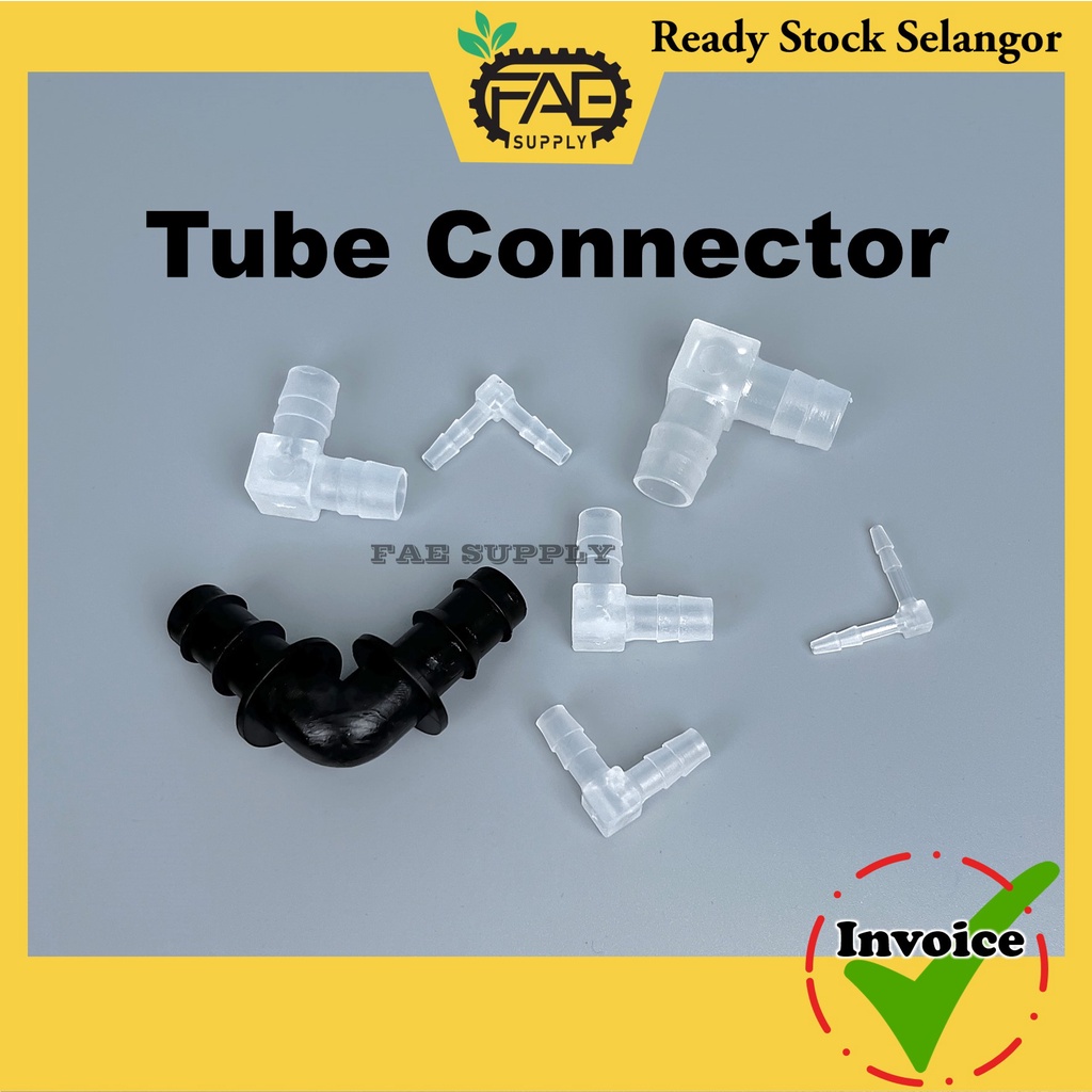 Plastic tube connector Type L connector size 2.4-16mm penyambung tube ...