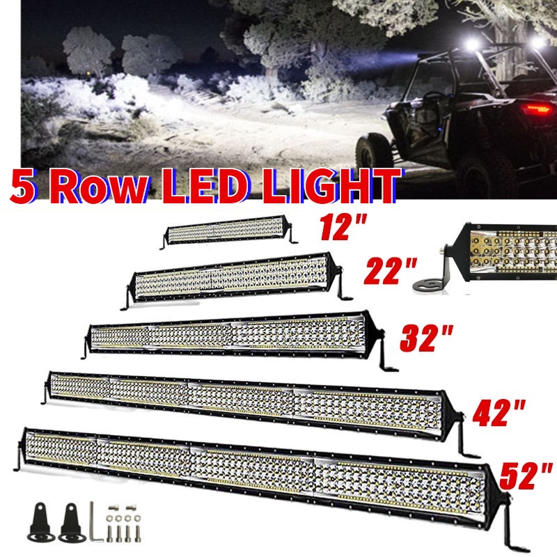 5-Row 12 22 32 42 52 inch LED Work Light Bar Spotlight Flood 12V 24V ...