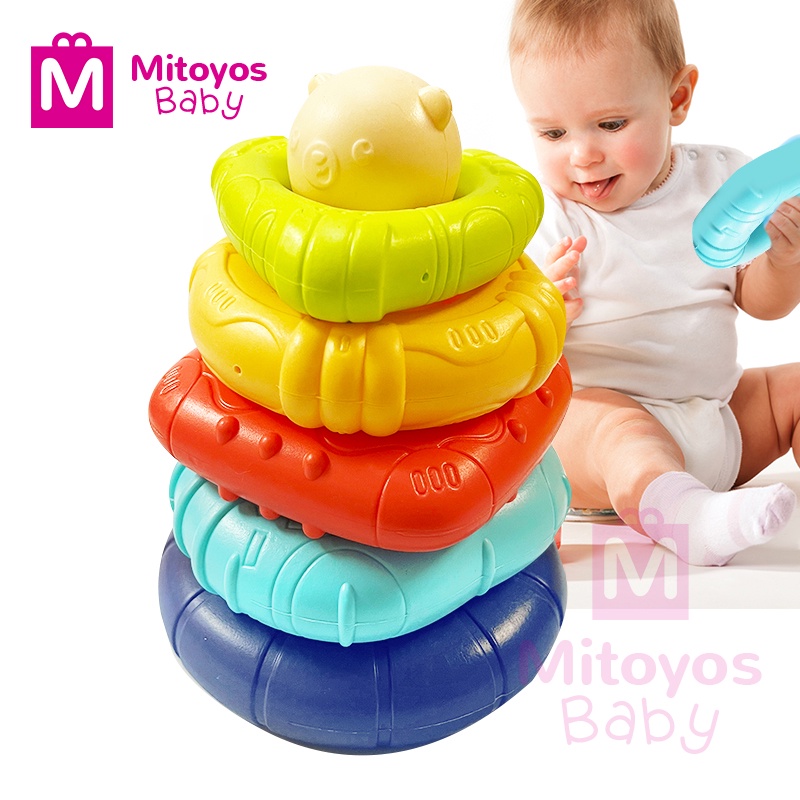 Mitoyos Rock A Stack Sensory Stack Up Ring Tower Toddler Stacking Baby ...