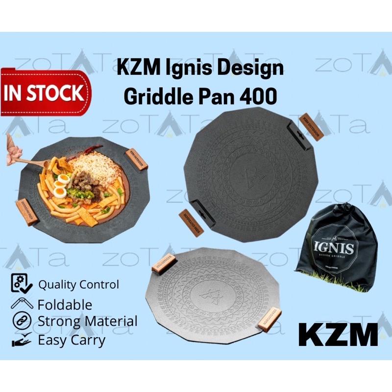 KZM Ignis Design Griddle 400 Made In Korea camping iron plate picnic ...
