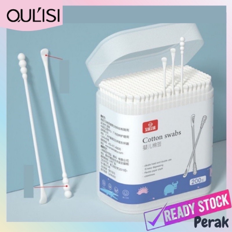 OULISI Cotton Bud 200Tips Baby Nano Swab Double Head Cleaning Eye Ear ...