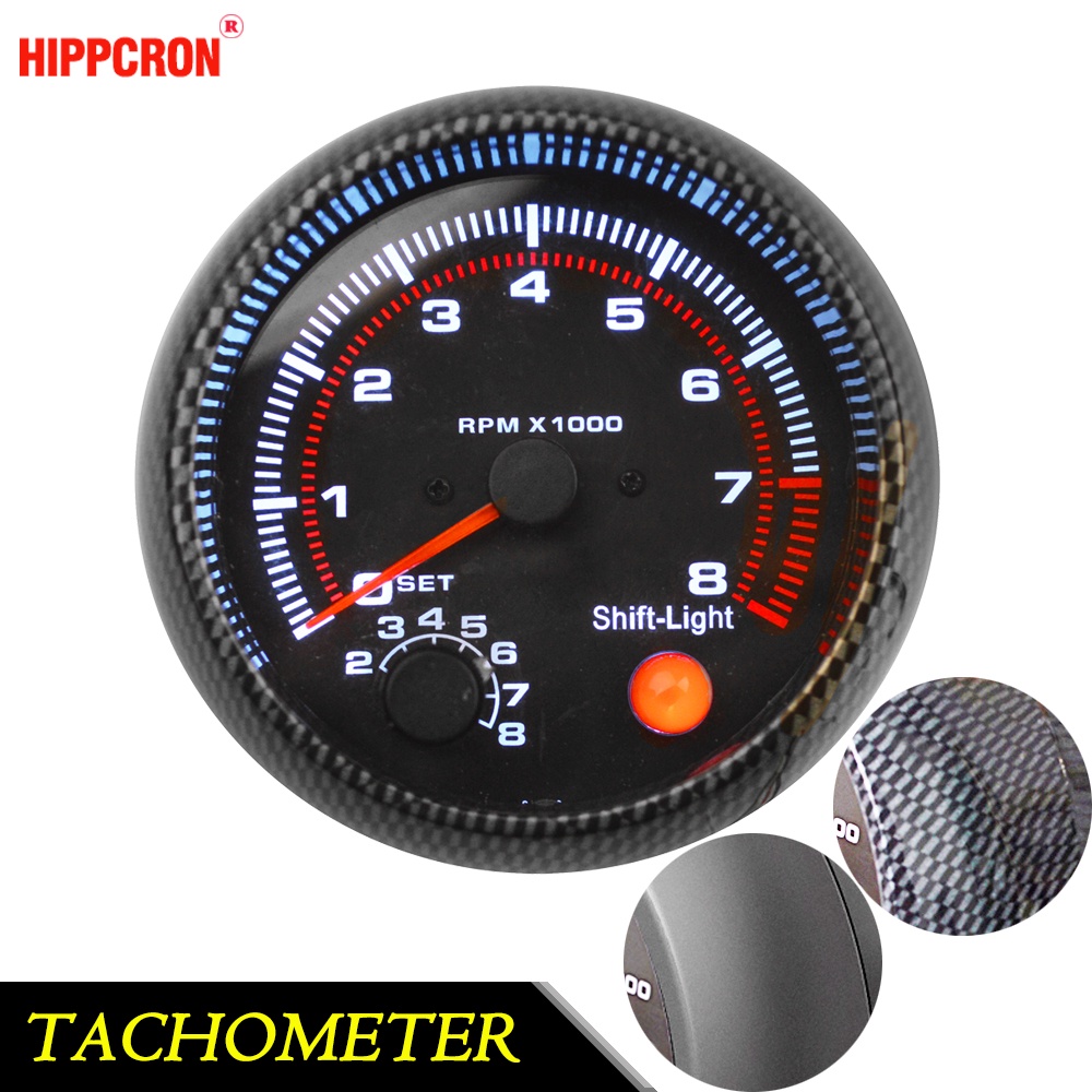 Car Gauge 3.75 Inch 95mm Tachometer for White Color LED Car Meter 12V ...