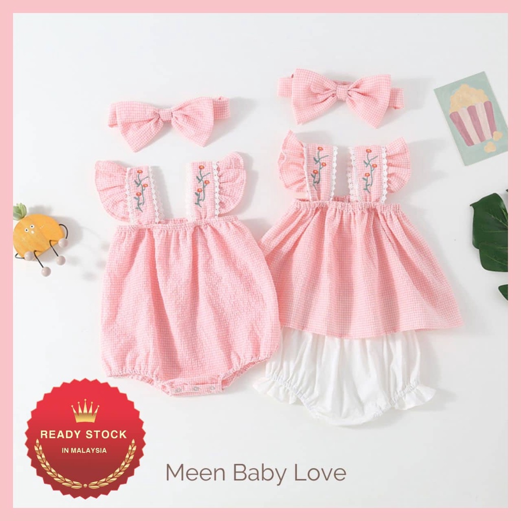 Sisters Matching Outfit Newborn baby girl set Plaid flower romper with ...