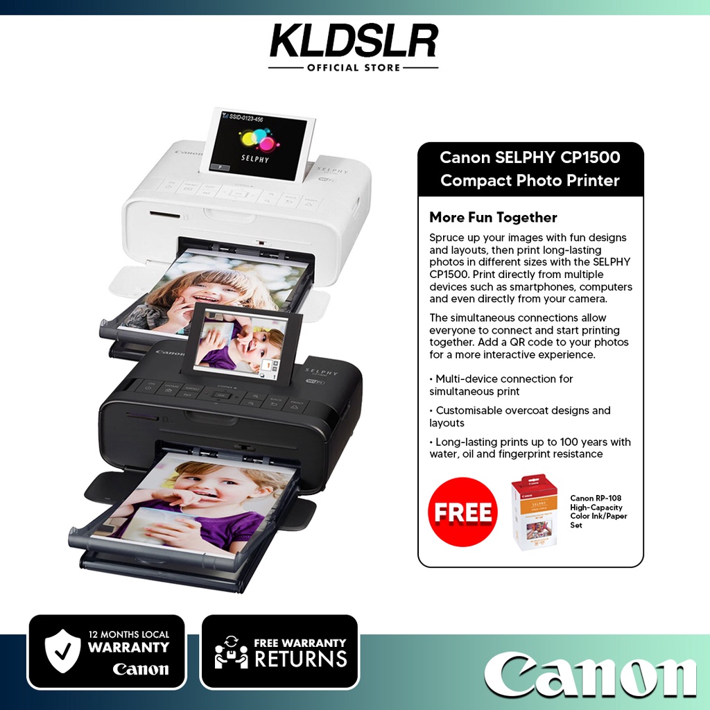Canon CP1500 Selphy Printer With RP108 Film & Photo Frame (Canon ...