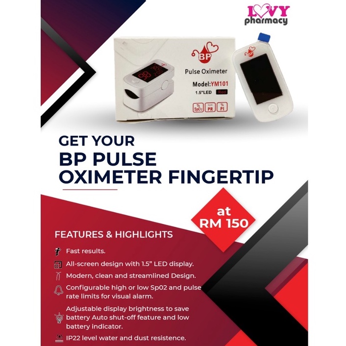 BP LED PULSE OXIMETER (Portable Pulse Fingertip Oximeter with Heart ...