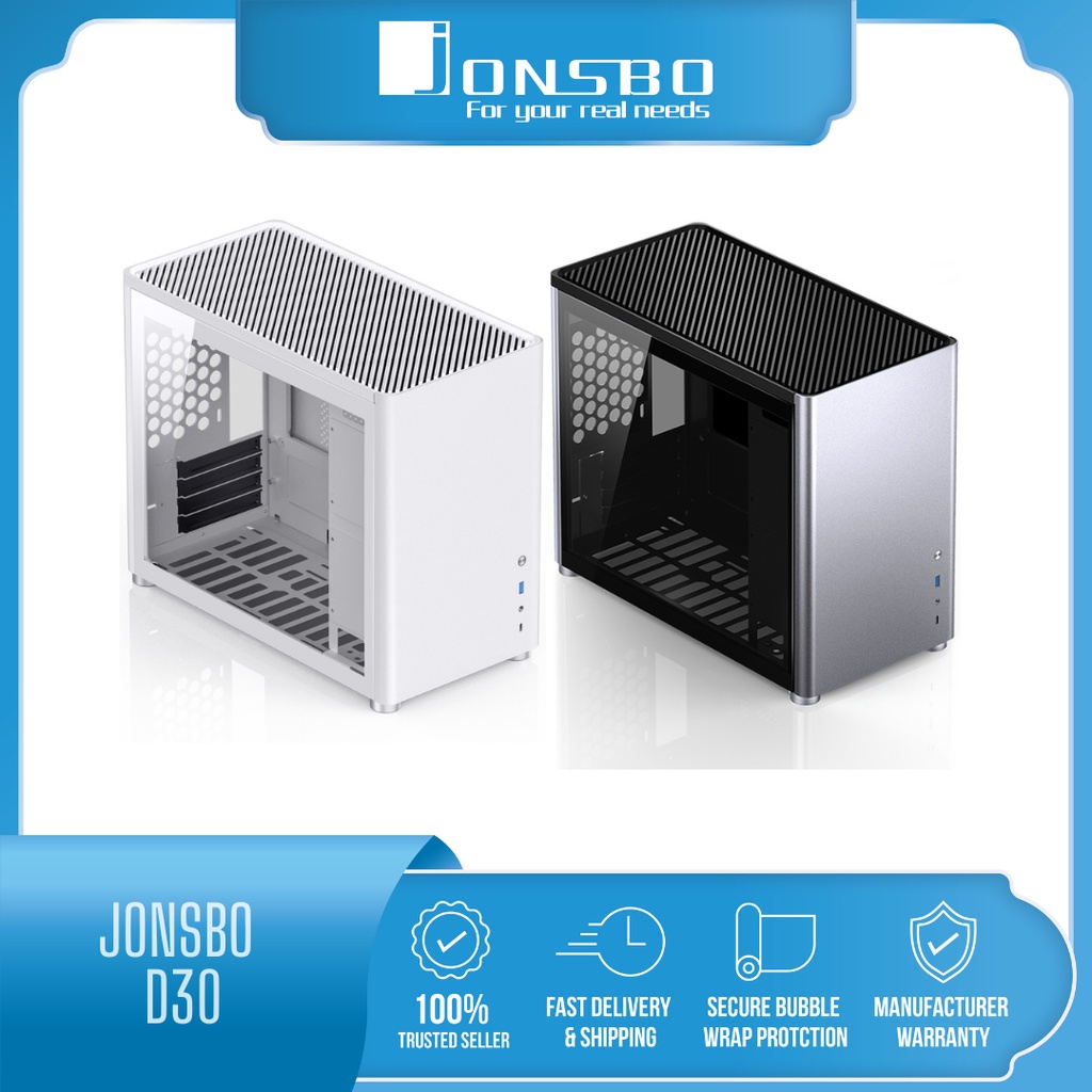[White & Silver] Jonsbo D30 Tempered glass M-ATX PC Case | Shopee Malaysia