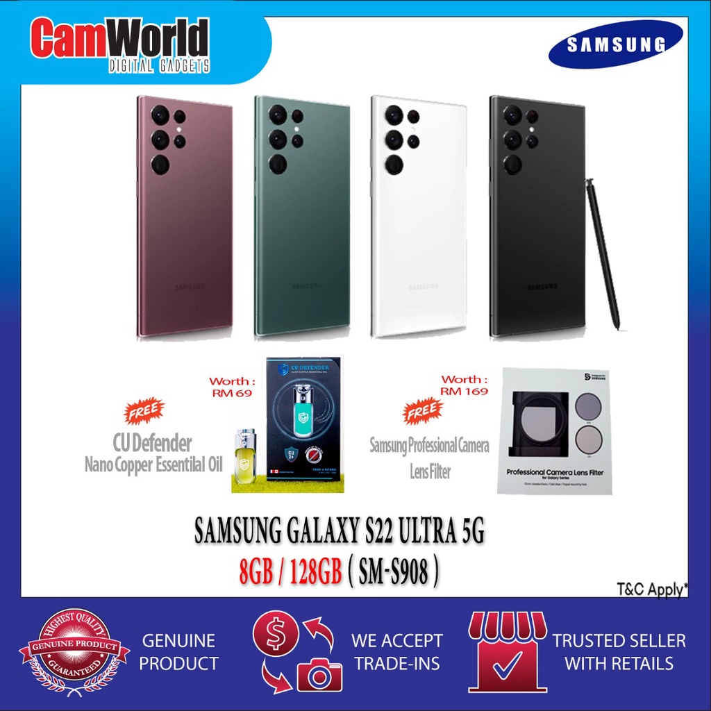 Samsung Galaxy S22 Ultra 5G ( SM-S908 ) ( 8GB + 128GB ) With CU ...
