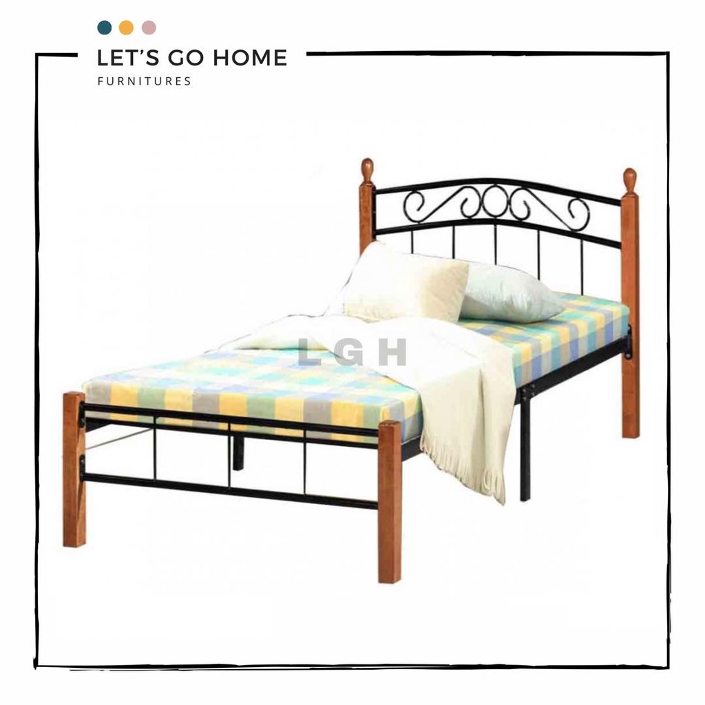 Antique Wooden Classic Modern Metal Single Bed Frame | Katil Besi ...