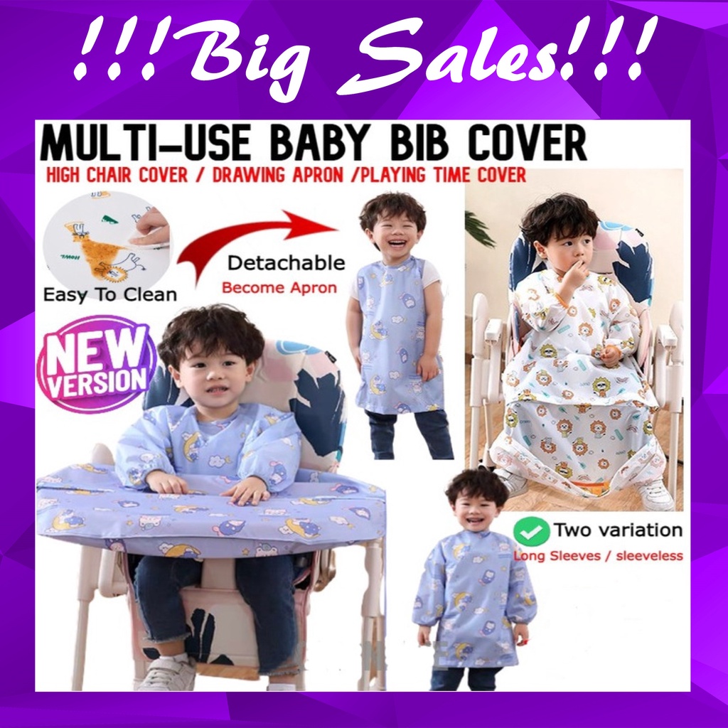 Ready Stock Coverall Bib High Chair Cover-all Bib Baby Eating Bib ...