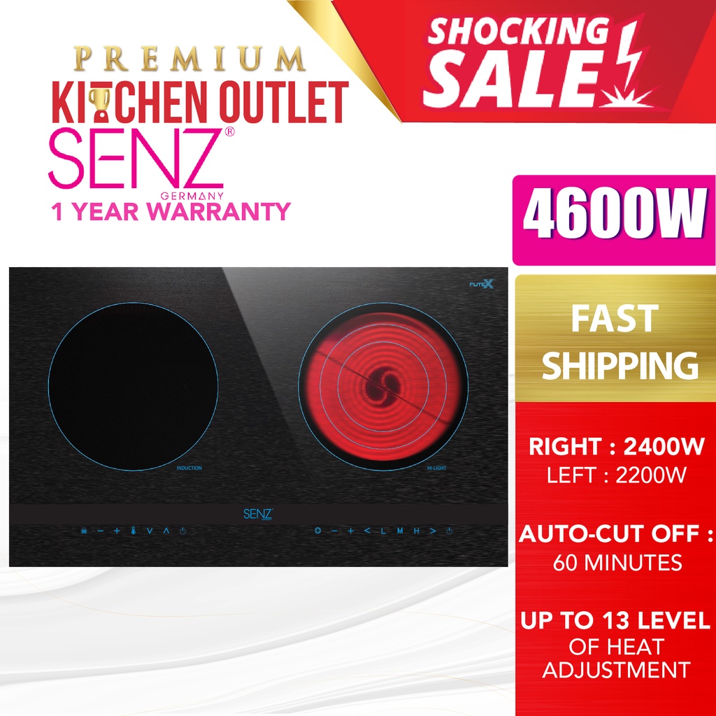 Senz 4600W 2in1 Tri-Ringz Induction Ceramic Smart Cooker with 13 Level ...