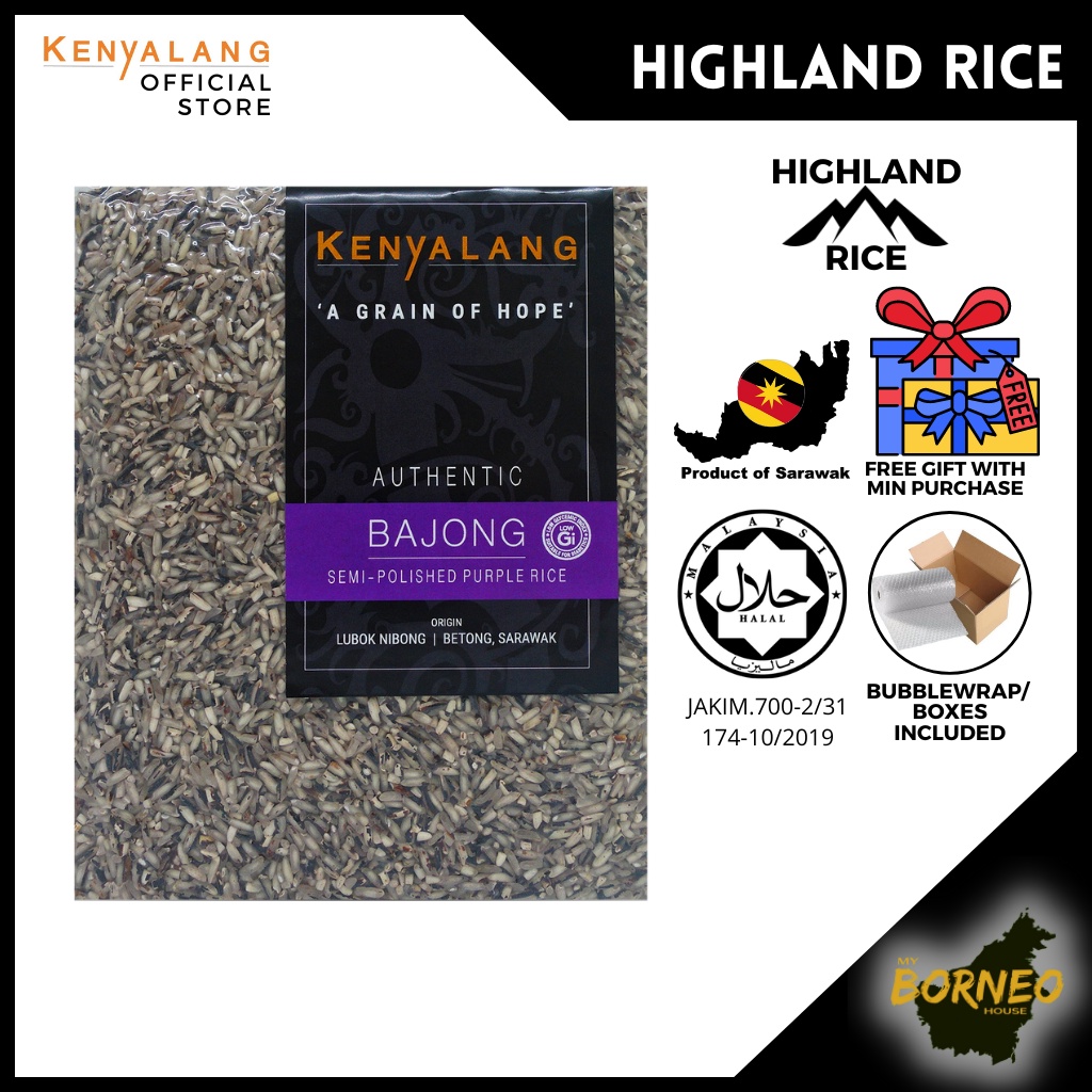 [READY STOCK] 1kg Bajong Purple Sarawak Highland Rice / Beras Ungu ...