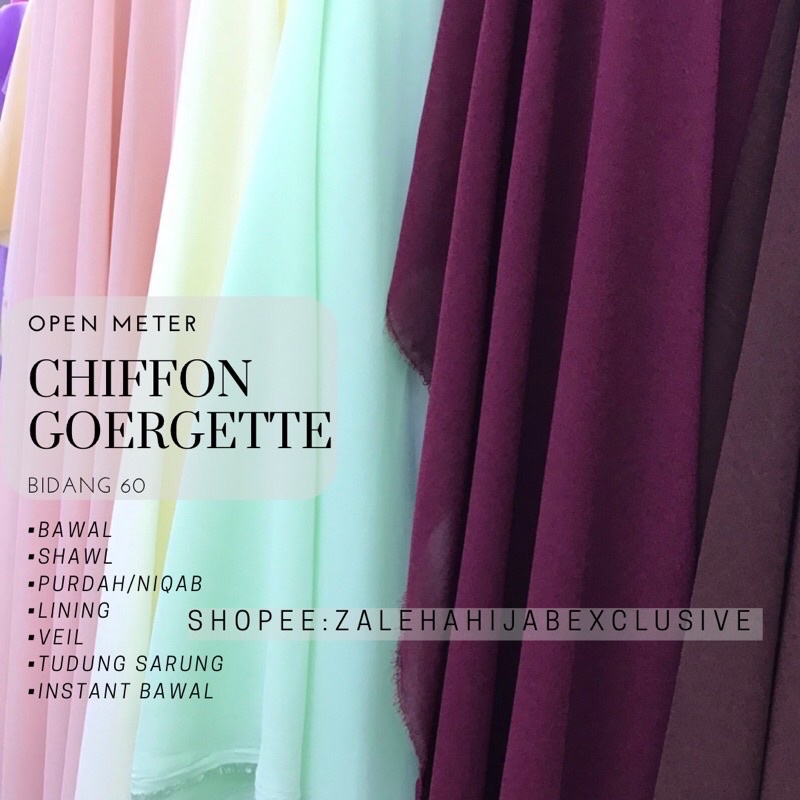 CHIFFON GEORGETTE SOFT OPEN METER BIDANG 60 ZALEHA TEXTILE MURAH ...