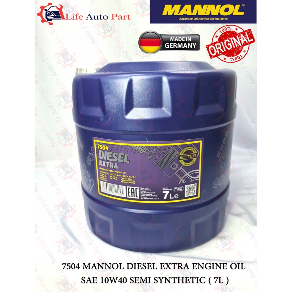 7504 MANNOL DIESEL EXTRA ENGINE OIL SEMI SYNTHETIC SAE 10W40 (7L) (a ...