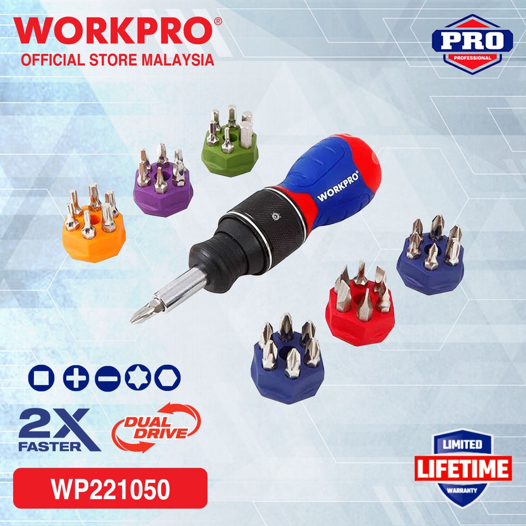 WORKPRO 38-In-1 Double Drive Stubby Ratchet Screwdriver Set | Shopee Malaysia