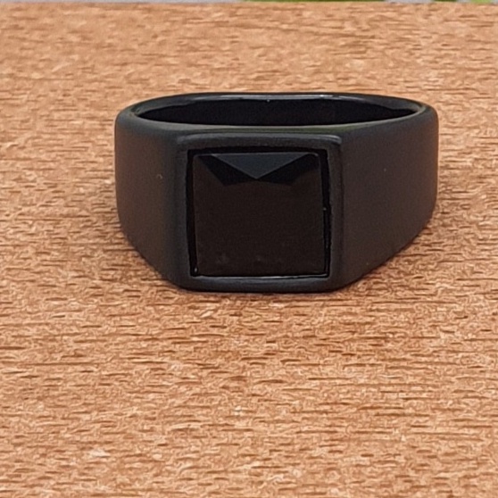 Cincin Keluli Hitam Lelaki Batu Permata Cubic Zirconia Original 316 ...