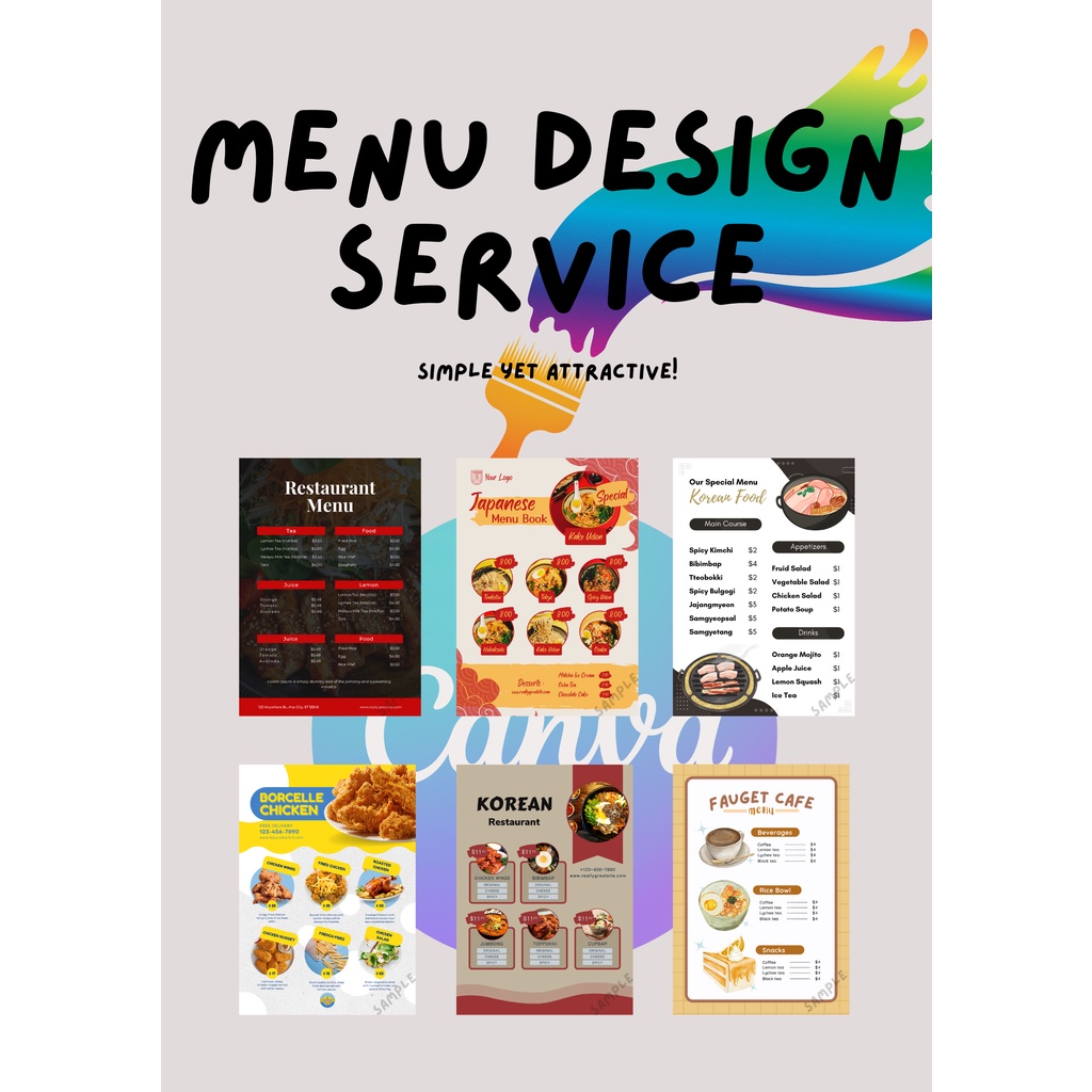 Menu Design Service - Cafe, Burger Stall, Gerai Makan, Restaurant ...