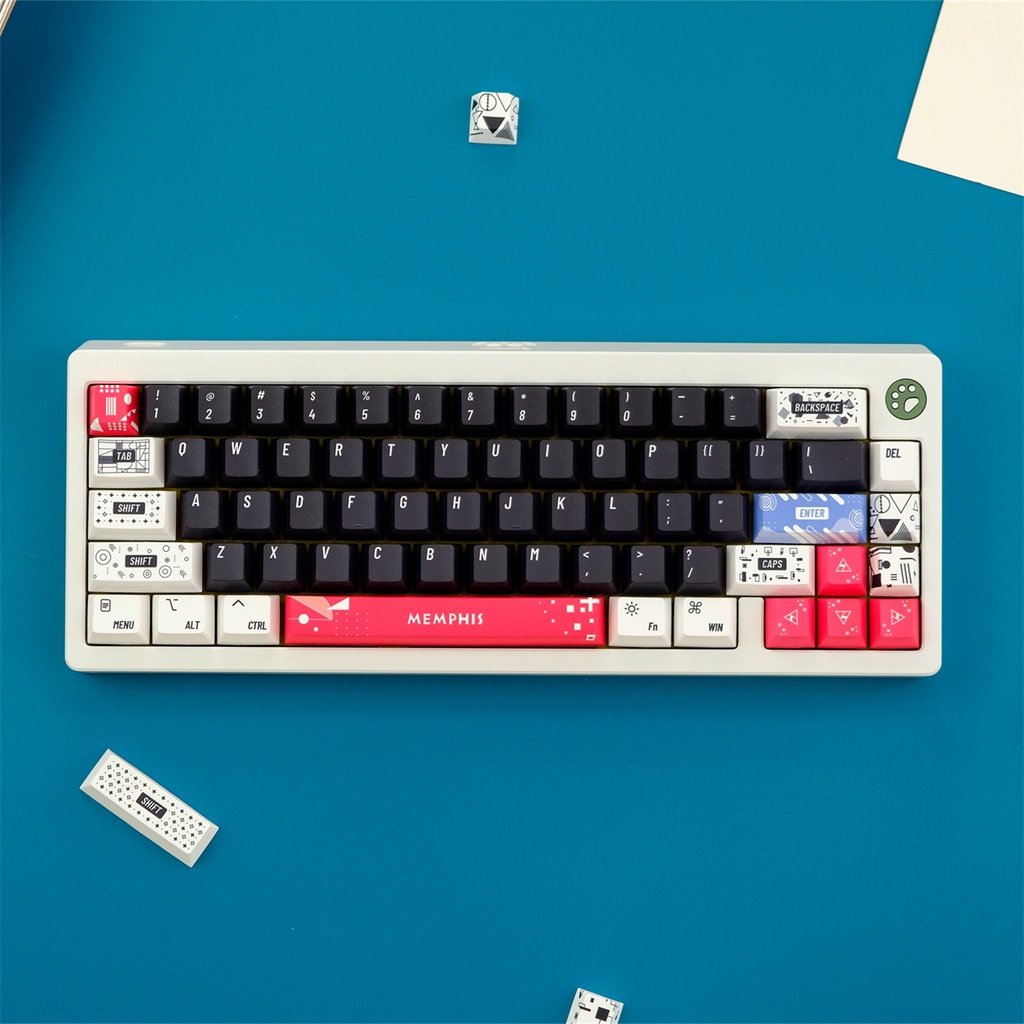 GMK MEMPHIS Keycap 129Key Full Set PBT Original Height Layout ...