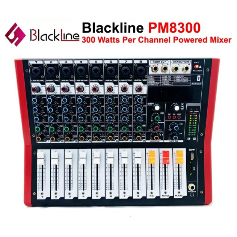 BLACKLINE PM8300 8 CHANNEL POWER MIXER 300WX2 ( 8 OHM ) | Shopee Malaysia