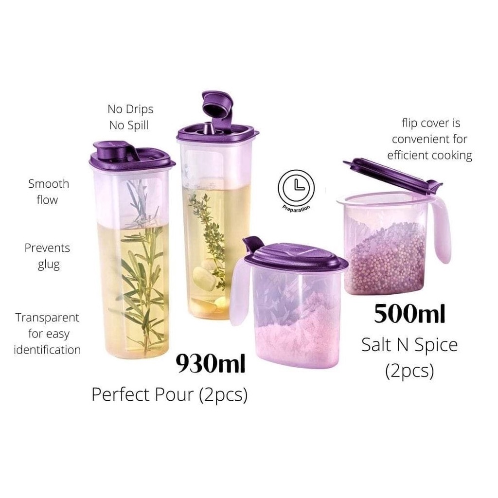 Tupperware Kitchen Helper Set ( Salt N Spice/Perfect Pour ) | Shopee ...