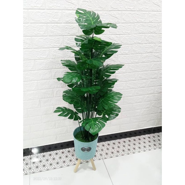 Pokok Hiasan Viral Monstera pasu light blue berkaki 130cm (Artificial ...