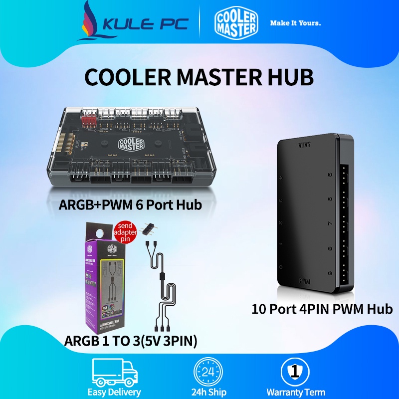 Cooler Master Hub ARGB+PWM 2 in-1 HUB 1 To 6 Port Expansion 3 Pin 5V ...