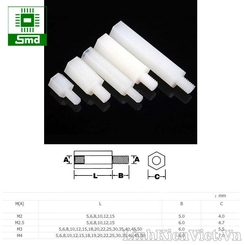 Plastic Piles M2 M2.5 M3 M4 Male - Hexagonal plastic pins for lifting ...