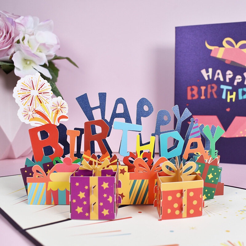 Birthday Greeting Cards with DIY Digital Pop Up Card 3D Card Thank You ...