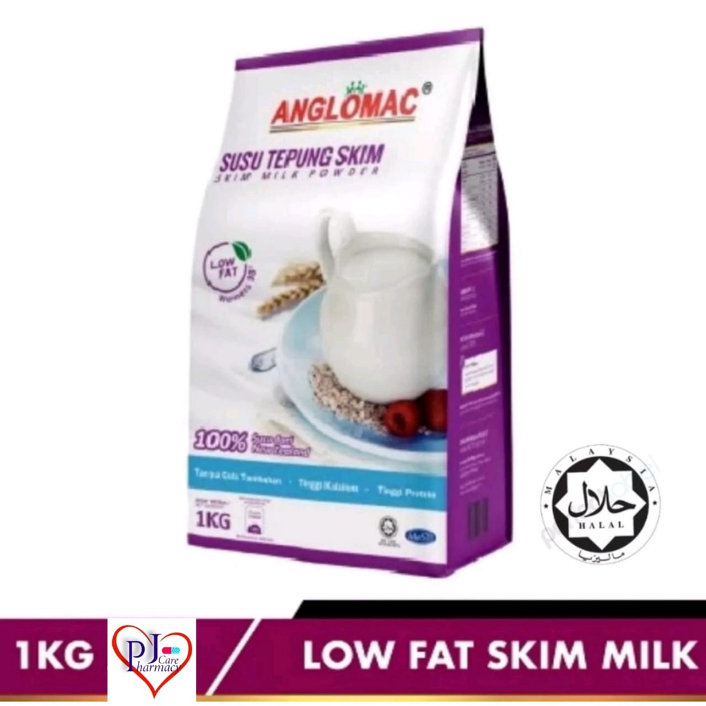 ANGLOMAC Low Fat Skim Milk 1KG /Susu Tepung Skim Rendah Lemak (Exp : 04 ...
