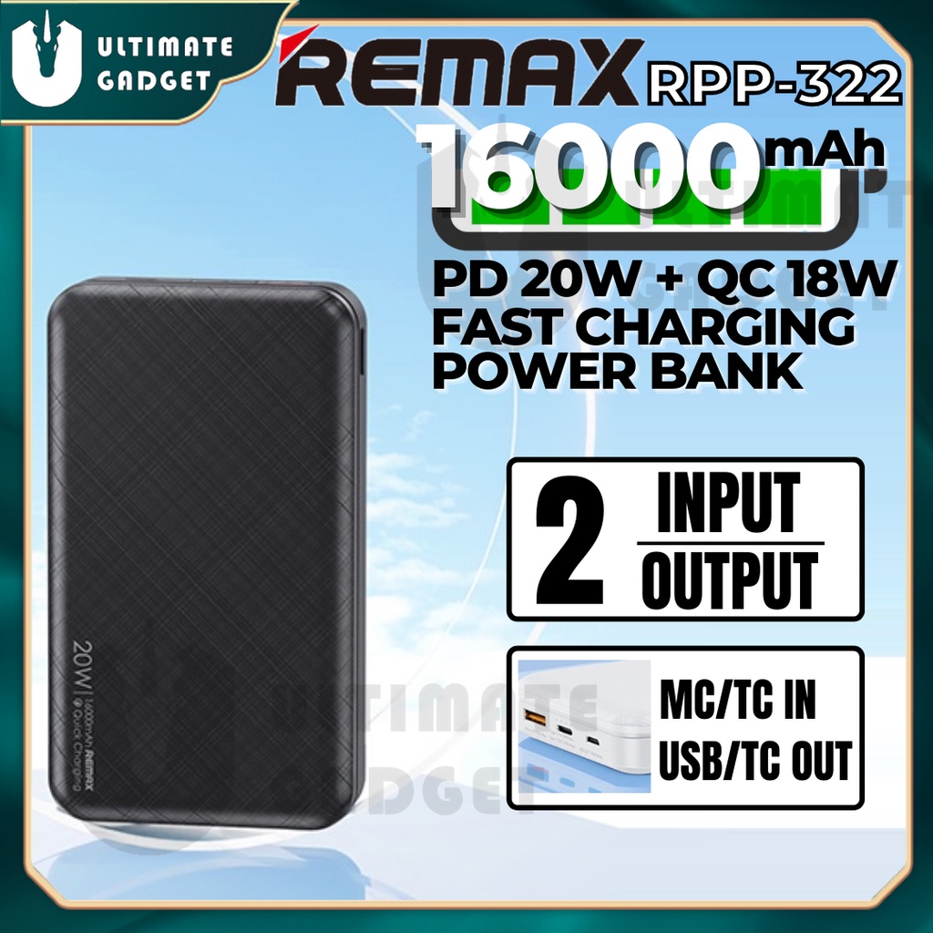 Remax Powerbank Original RPP-322 PD 20W QC 3.0 Powerbank Fast Charging ...