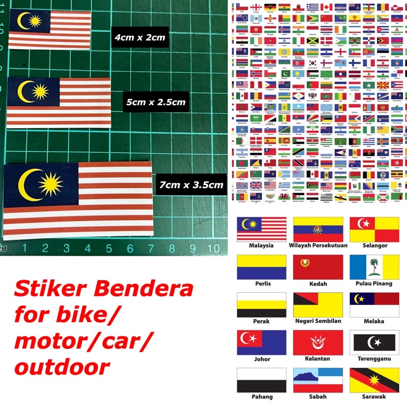 Stiker BENDERA (basikal/motor/kereta/outdoor) Flag Sticker | Shopee ...