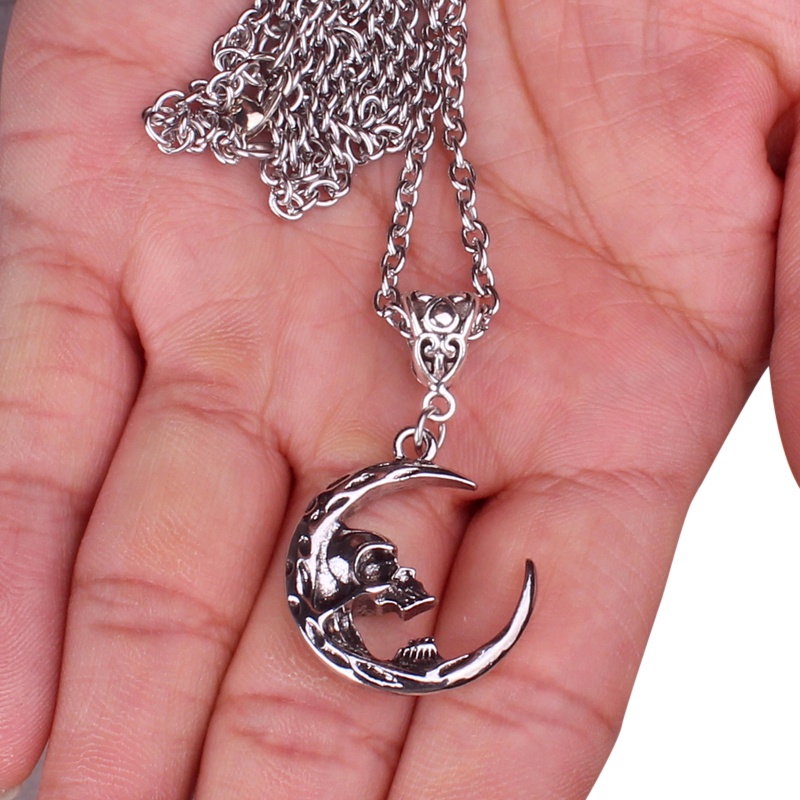 45/50/60/70CM Stainless Steel Chain Alloy Pendant Gothic Goth Punk Moon ...