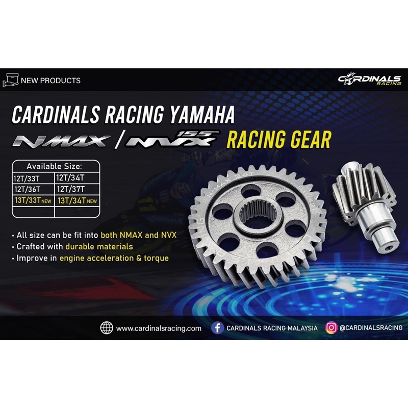 CARDINAL RACING NMAX/ N-MAX/ NVX155 NVX 155 GEAR COMP GEARBOX | Shopee ...