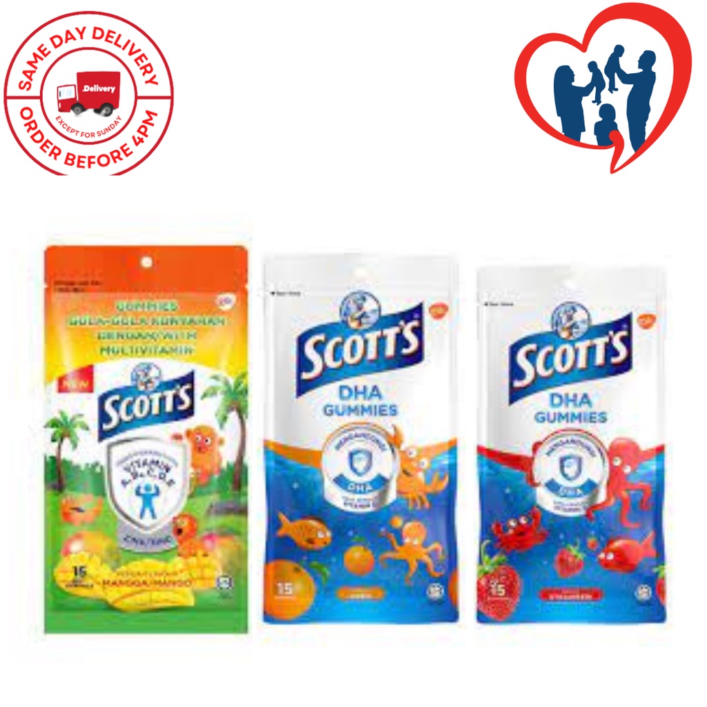 SCOTT'S DHA CHEWABLE GUMMIES - ORANGE & STRAWBERRY FLAVORS 15'S ...