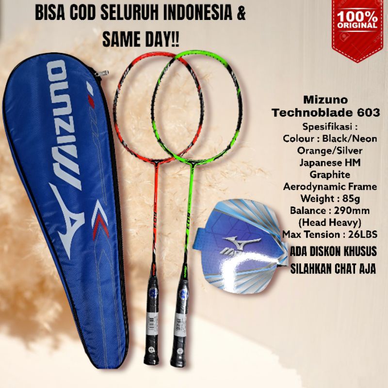 Mizuno Technoblade 603 Black Neon Orange & Green Badminton Racket ...