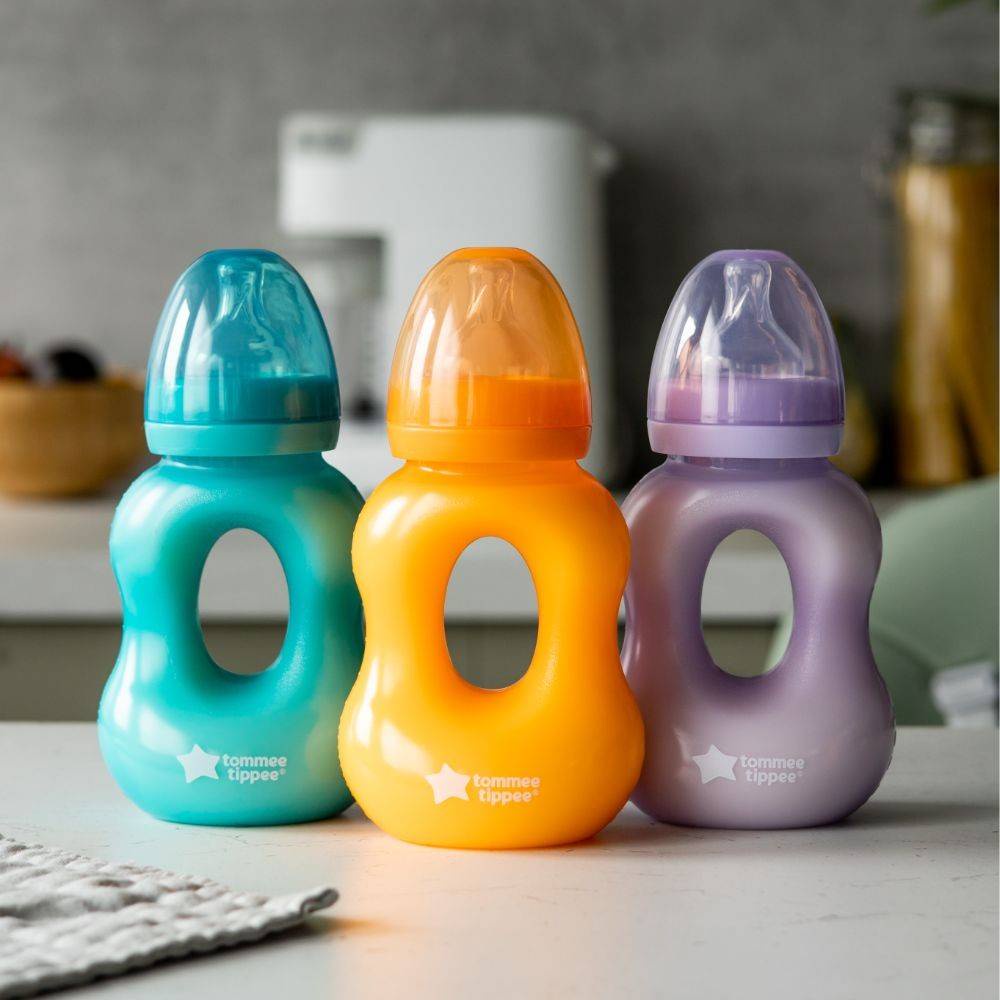 ORIGINAL Tommee Tippee Easy Grip Bottle With Medium Flow Teat 3m+ 240ml ...