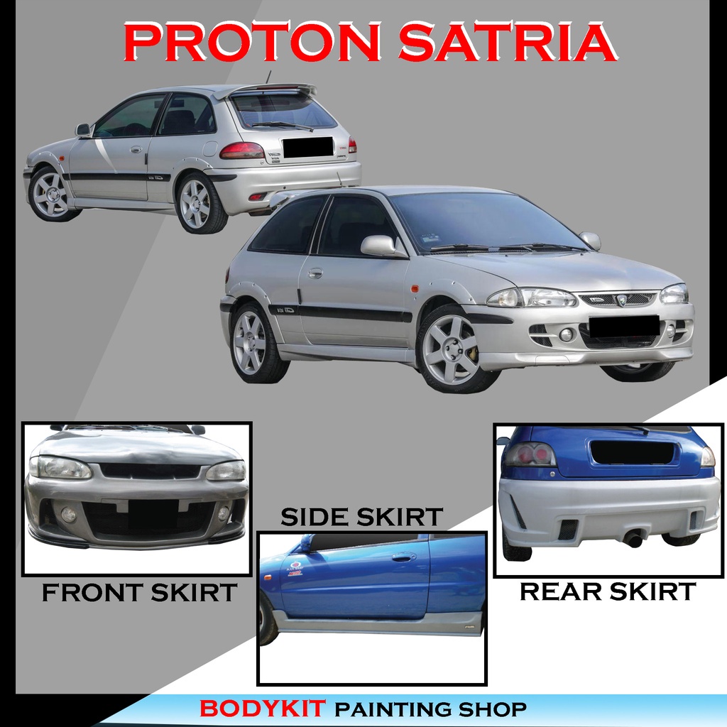 PROTON SATRIA NEO R-3 STYLE FULLSET SKIRTING (FRONT BUMPER,SIDE SKIRT ...