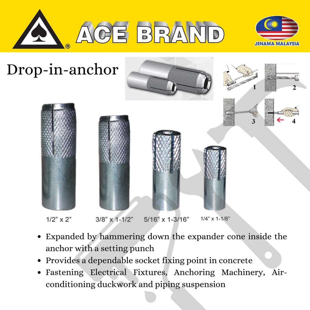 [Sell in Piece] Ace Brand Drop In Anchor | Ceiling Wallplug | Full ...