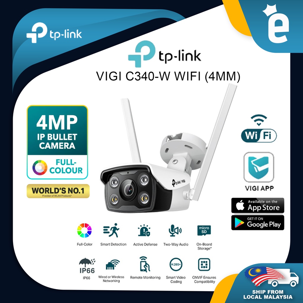 TP-Link VIGI C340-W 4MP Outdoor CCTV Full Colour High Definition Bullet ...