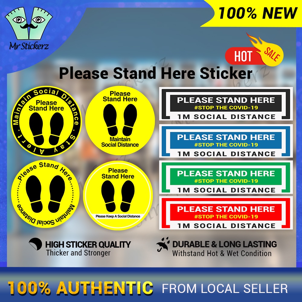 【SOP Sticker】Please Stand Here Floor Sticker Maintain Social Distance ...