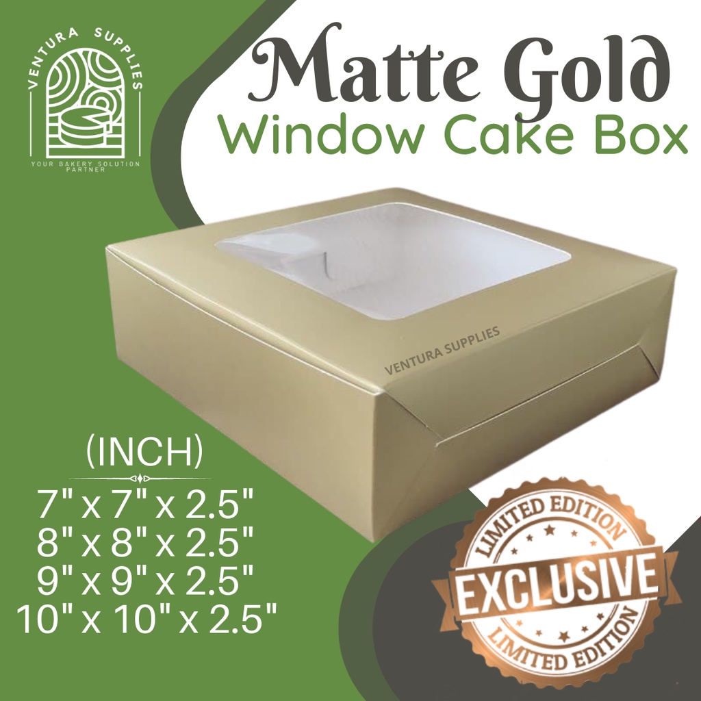 Matte Gold Window Box 7"x7"x2."5 / 8"x8"x2."5 / 9"x 9"x2.5" / 10"x 10 ...