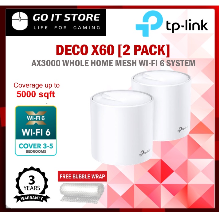 TP-Link Deco X60 (2 Pack) AX3000 Dual Band WiFi 6 Whole Home Wireless ...