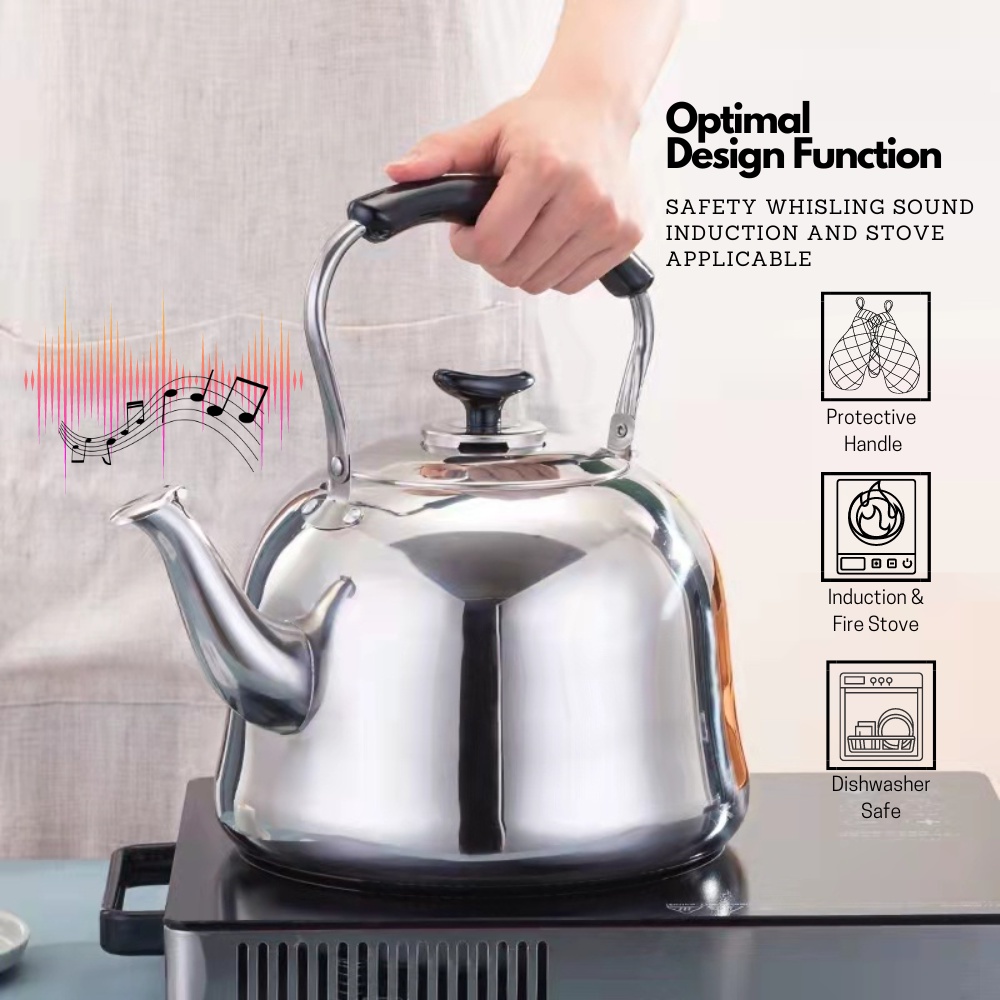 PREMIUM Whistling Kettle Stainless Steel Induction Stove Boiling Kettle ...