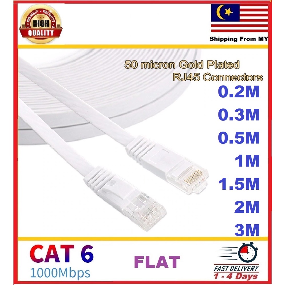 0.2M 0.3M 0.5M 1M 1.5M 2M 3M Premium Quality CAT6 RJ45 Flat Ethernet ...