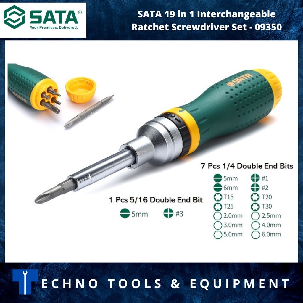 SATA 19 in 1 Interchangeable Ratchet Screwdriver Set - 09350 | Shopee ...