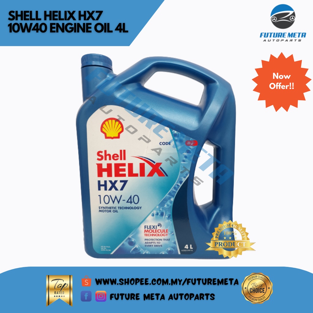 🔥 SHELL Helix HX7 10w40 🔥 4 Liters *Semi Synthetic Engine Oil* | Shopee ...
