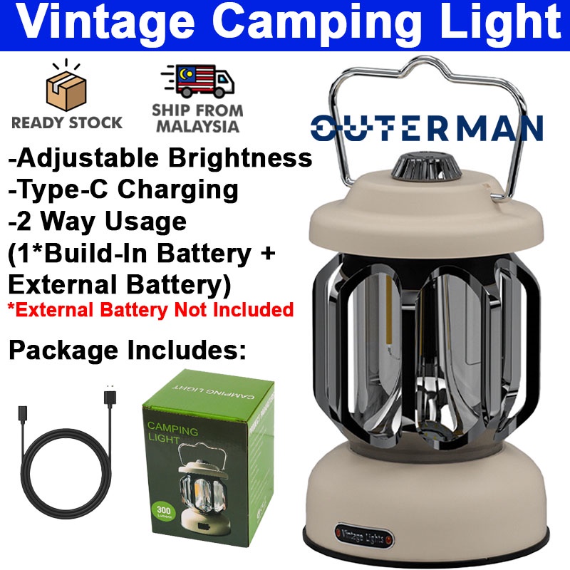 OUTERMAN Rechargeable Vintage Camping Light Lamps Camping Lantern Tent ...