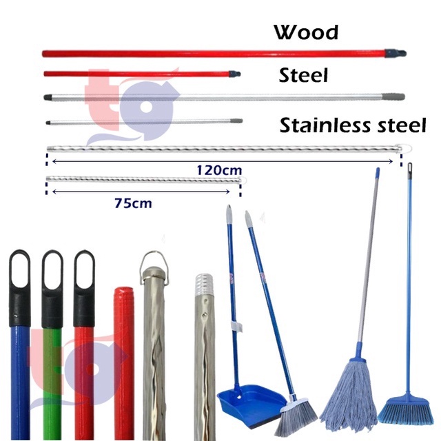 Stainless steel Broom Stick / Wooden Broom Handle with Screw Head 75cm ...